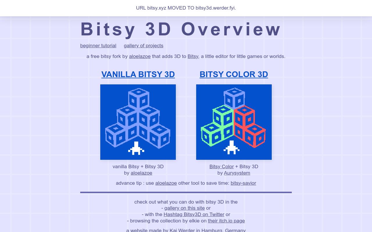 Bitsy 3D - Overview, Tutorial and Links